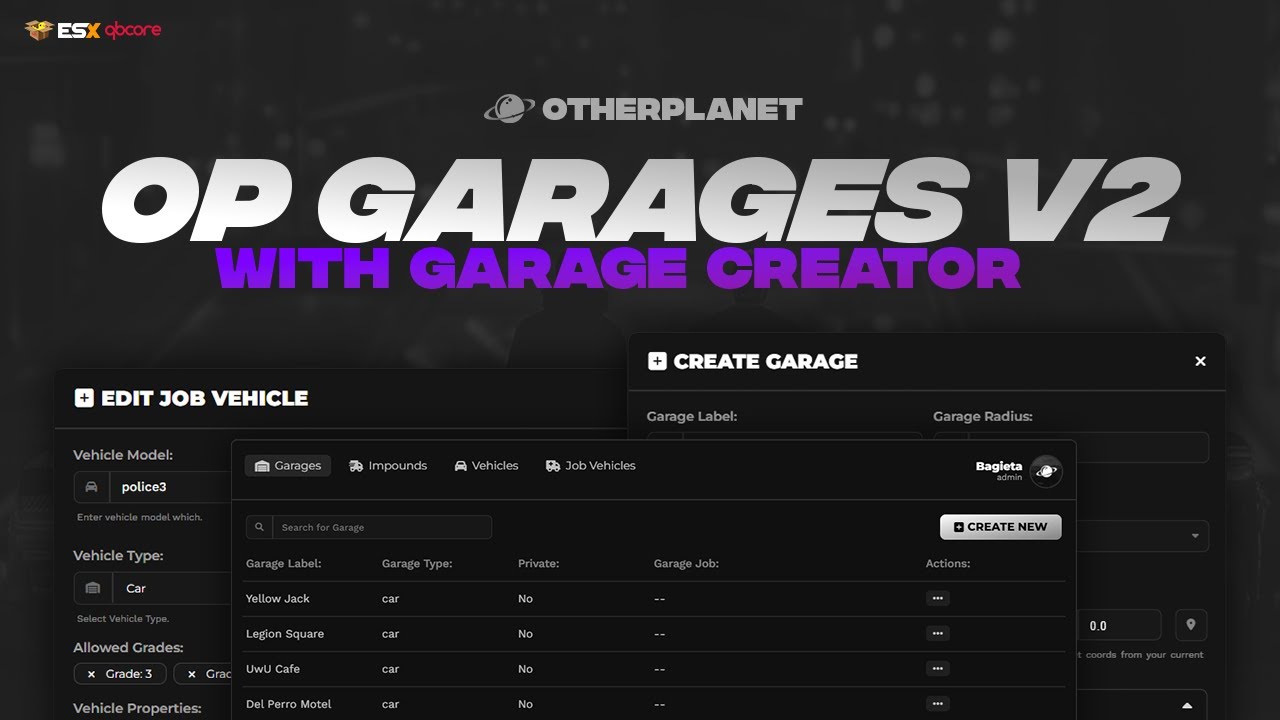 OP Garages V2 - FiveM Garage System & Creator [ESX/QB/QBOX]