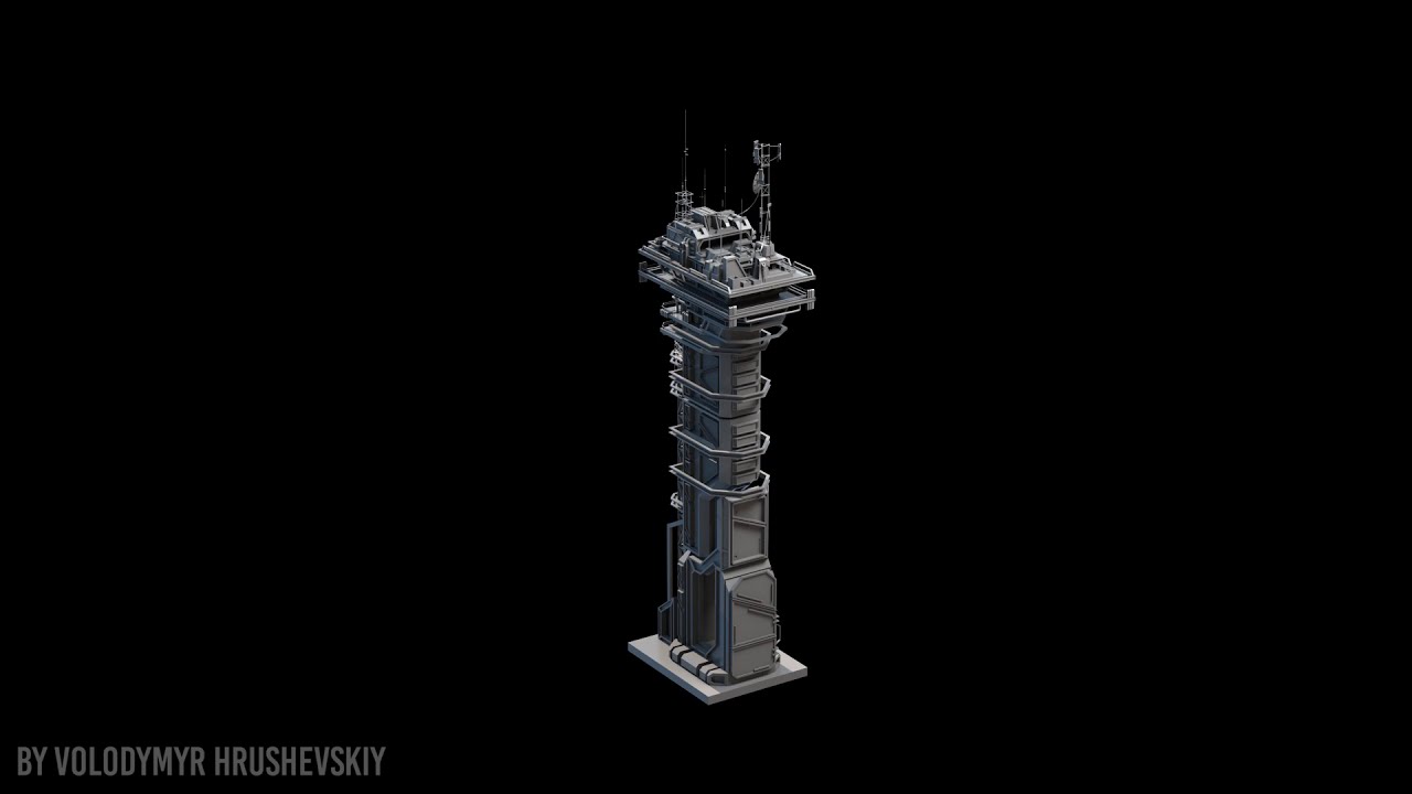 Low - poly 3D Sci - fi building - Tower - Skyscraper 2