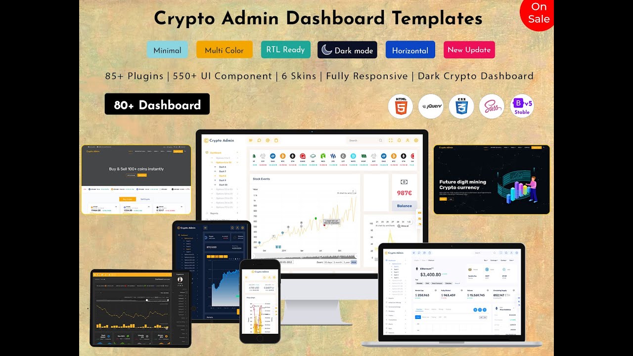 Crypto Admin Templates Bitcoin Bootstrap 5 Dashboard UI Kit with Sass