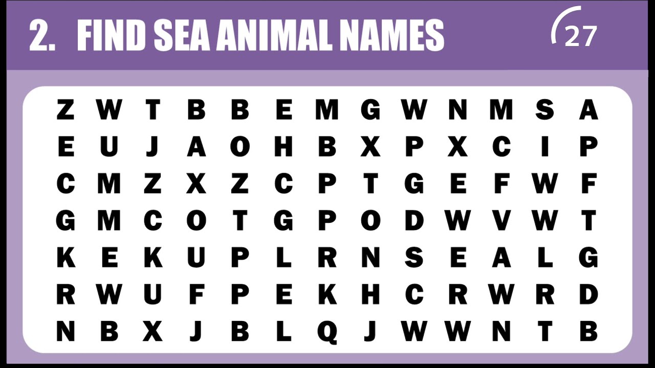 FIND SEA ANIMALS  🦭🐡🐚 | WORD SEARCH | PUZZLE