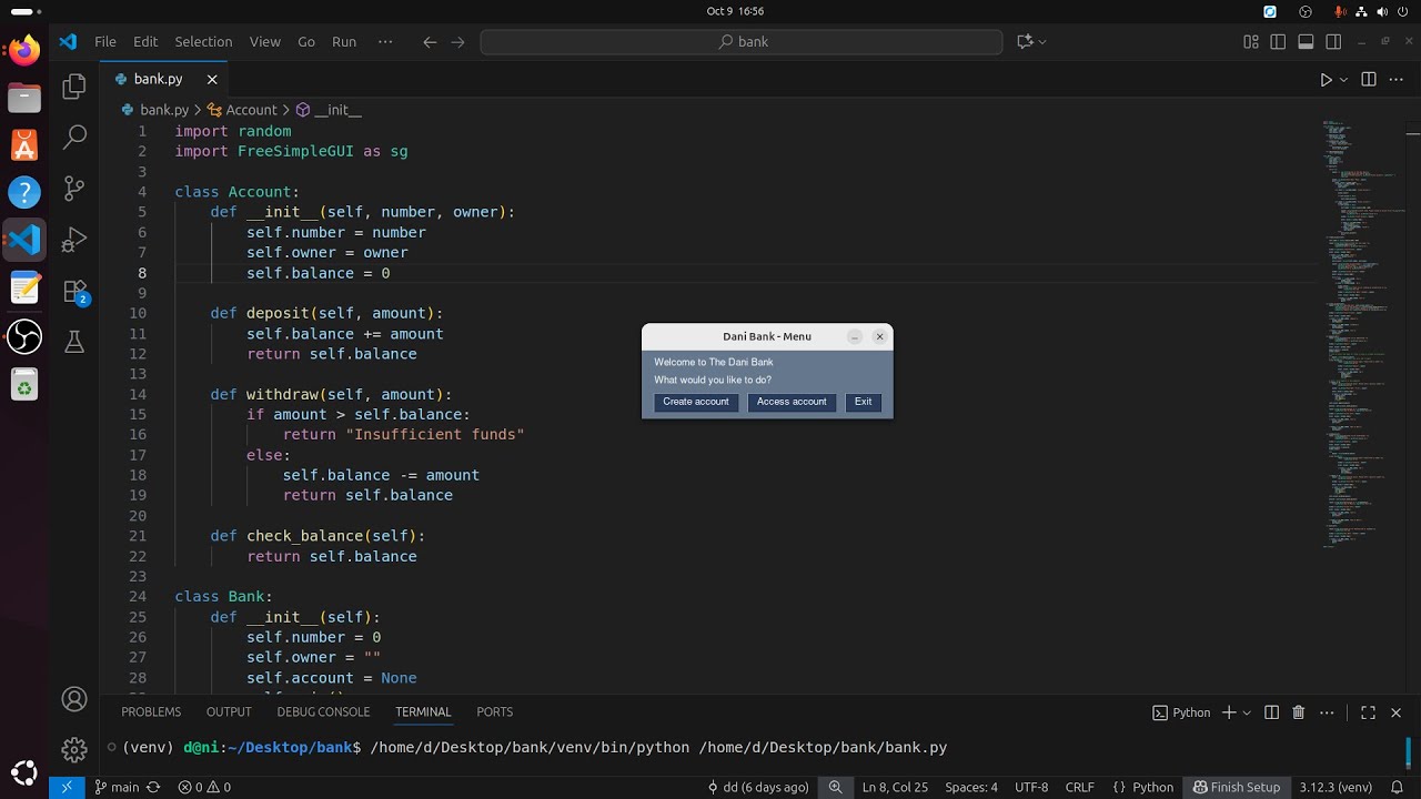 Python OOP  & FreeSimpleGui | Bank app