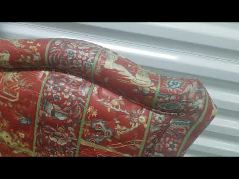 Vintage Ethan Allen model 11-7497 pair Asian quilted fabric Chippendale chairs
