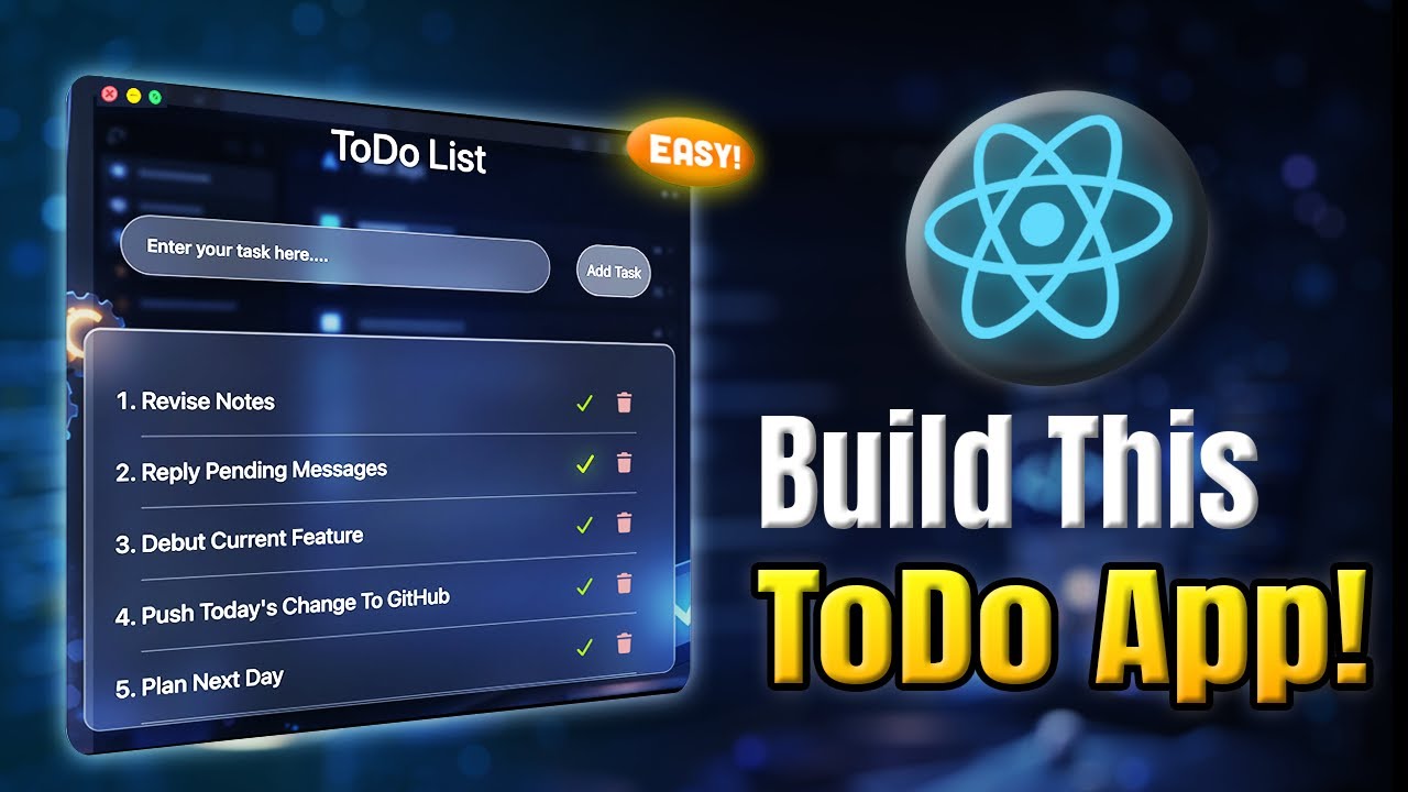 Build a Modern React ToDo App from Scratch | Clean UI + Real React Logic ⚛️