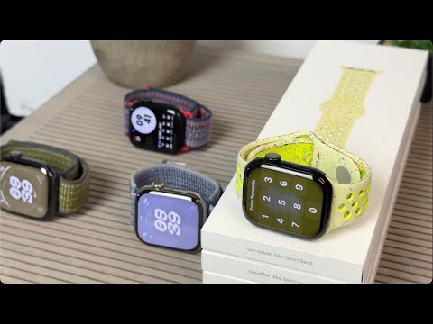 2024/2025 NIKE SPORT LOOPS & SPORT BAND(Volt Splash, blue/red, grey & green) for Apple Watch
