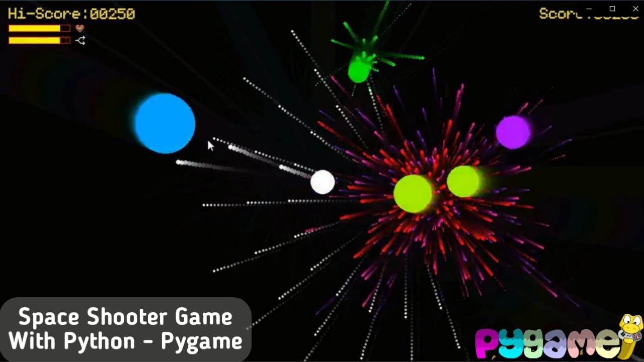 Python space shooter | pygame tutorial | Particle animation | python object oriented programming