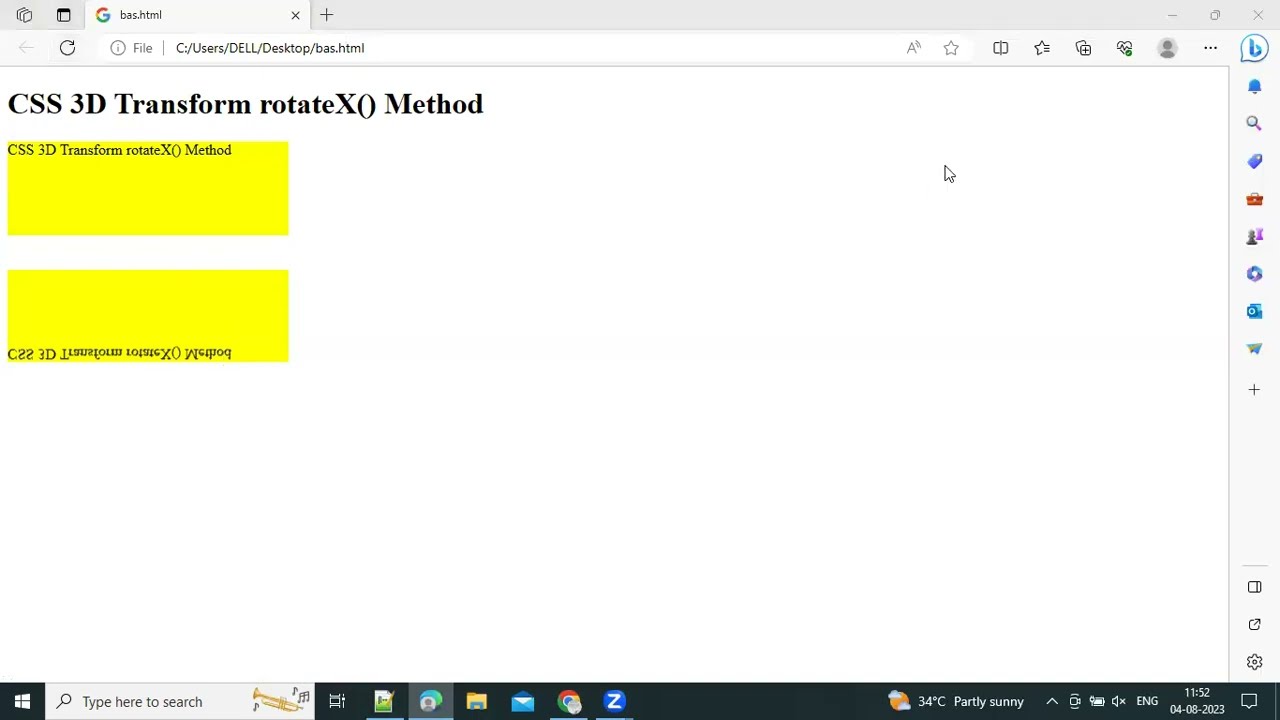 CSS 3D Transforms Methods | The rotateX() Method