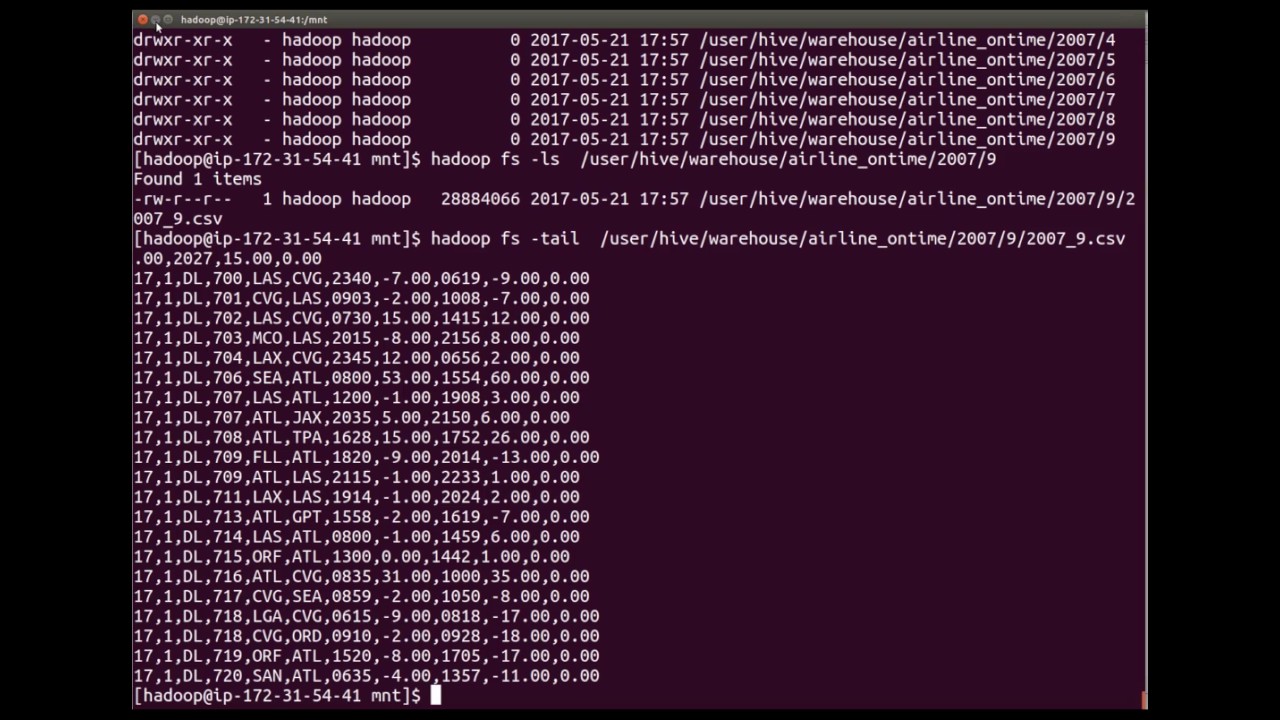 Coursera Cloud Computing Capstone Task 1 - Importing Data