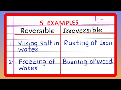 Examples of REVERSIBLE AND IRREVERSIBLE CHANGE | 5 | Five examples of REVERSIBLE IRREVERSIBLE CHANGE