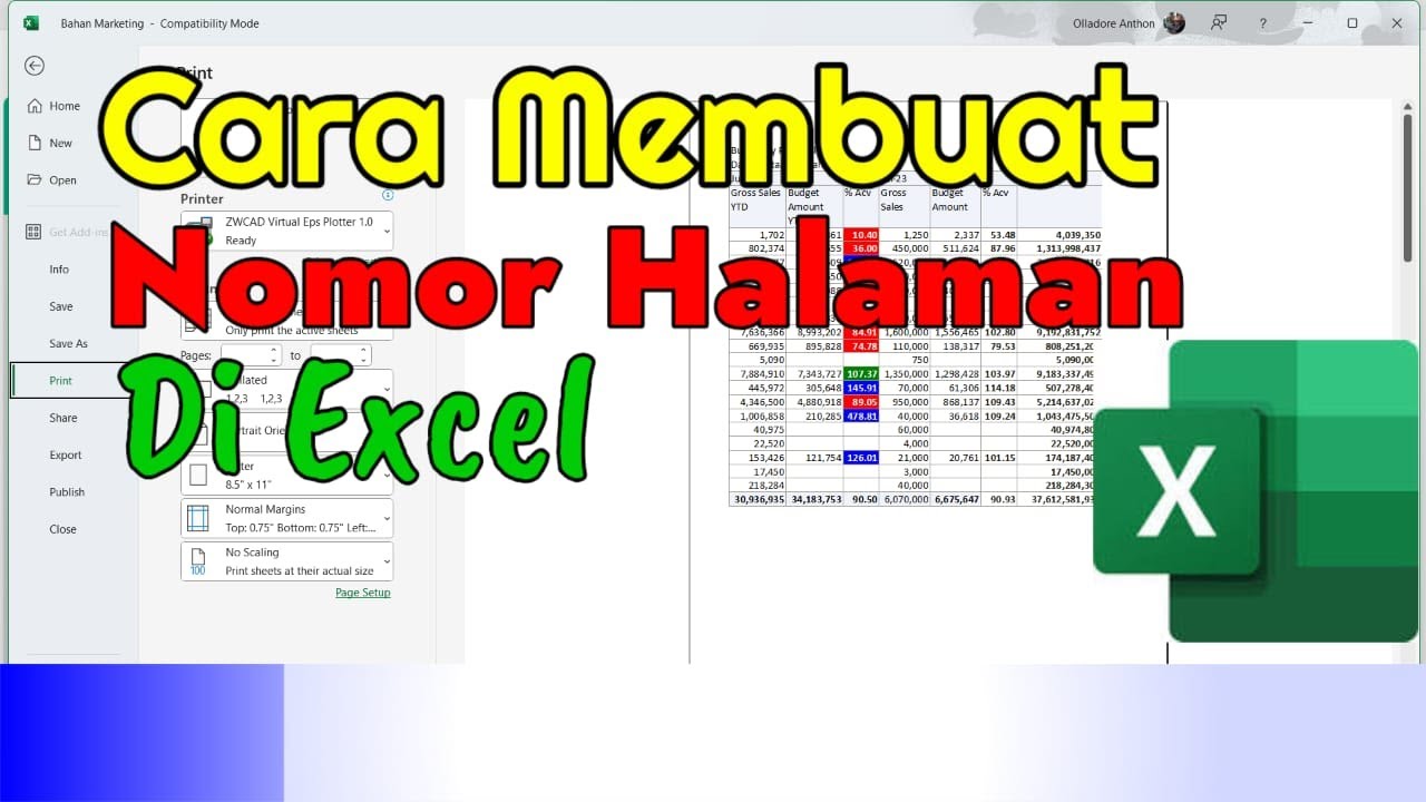 Cara Membuat Nomor Halaman di Excel