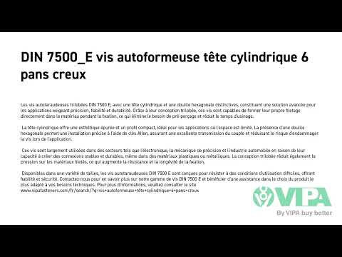 DIN 7500_E vis autoformeuse tête cylindrique 6 pans creux