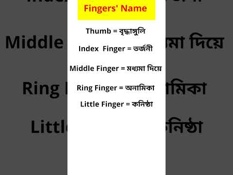#Fingers name #5 fingers name in English and Bengali #english#shorts