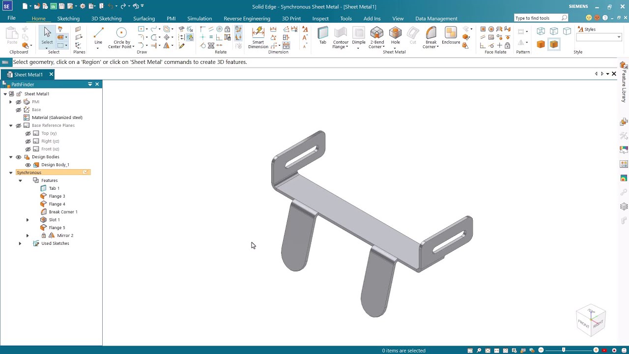 Designcenter Solid Edge Tutorial: Complete and automated sheet metal design