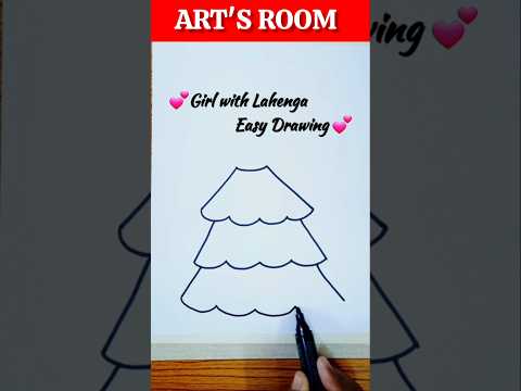 Girl With Lahenga Easy Drawing #shorts #youtubeshorts #artsroom