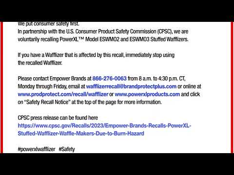 PowerXL Wafflizer Recall Notice YouTube