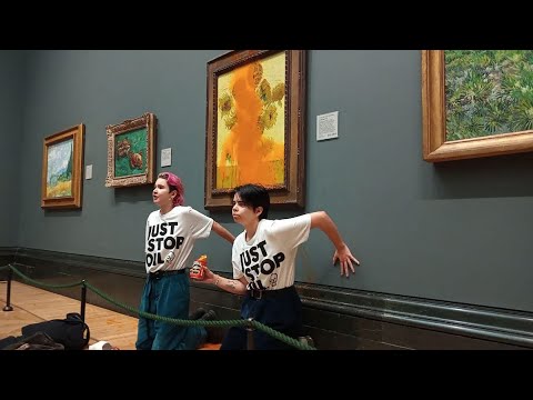 Climate activists throw soup on Van Gogh's 'Sunflowers' to protest fossil