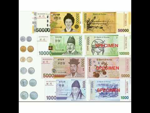 Currency used in South Korea (Korean won)