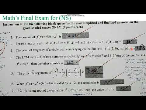 Lecture 1 Part 2 Math's Final Exam AASTU