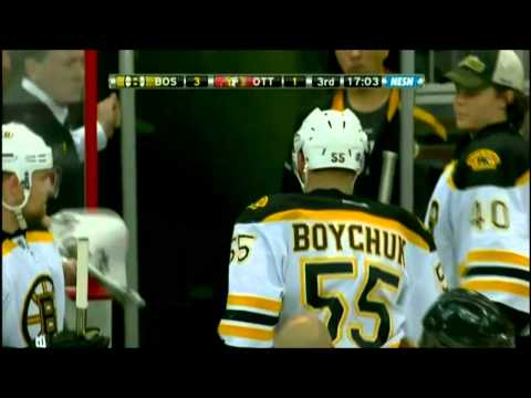 Chris Neil huge hit on Johnny Boychuk. February 25th 2012