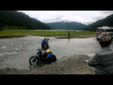 Extreme river crossing near pokhara