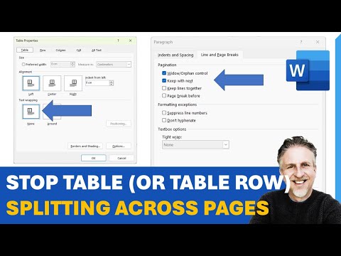 How to Stop Table (or Table Row) From Splitting Across Pages in MS Word