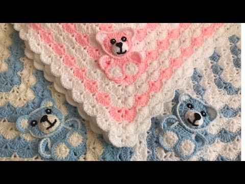 Crochet Bear/crochet blanket appliqué
