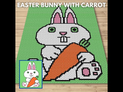 Easter Bunny With Carrot C2C Pattern & Chart PROMO VIDEO | Magic Yarn Pixels