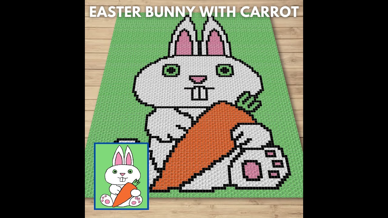 Easter Bunny With Carrot C2C Pattern & Chart PROMO VIDEO | Magic Yarn Pixels