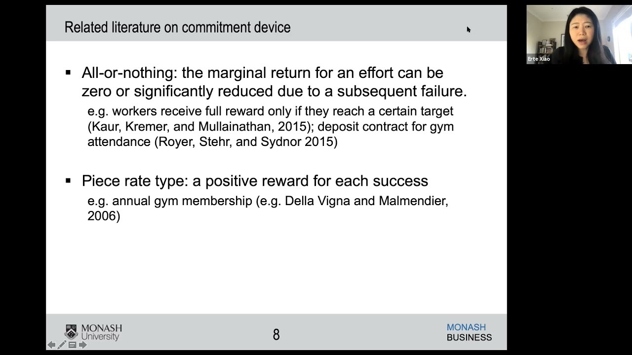 ESA 2021 World Meetings: Erte Xiao, Incentives to persevere