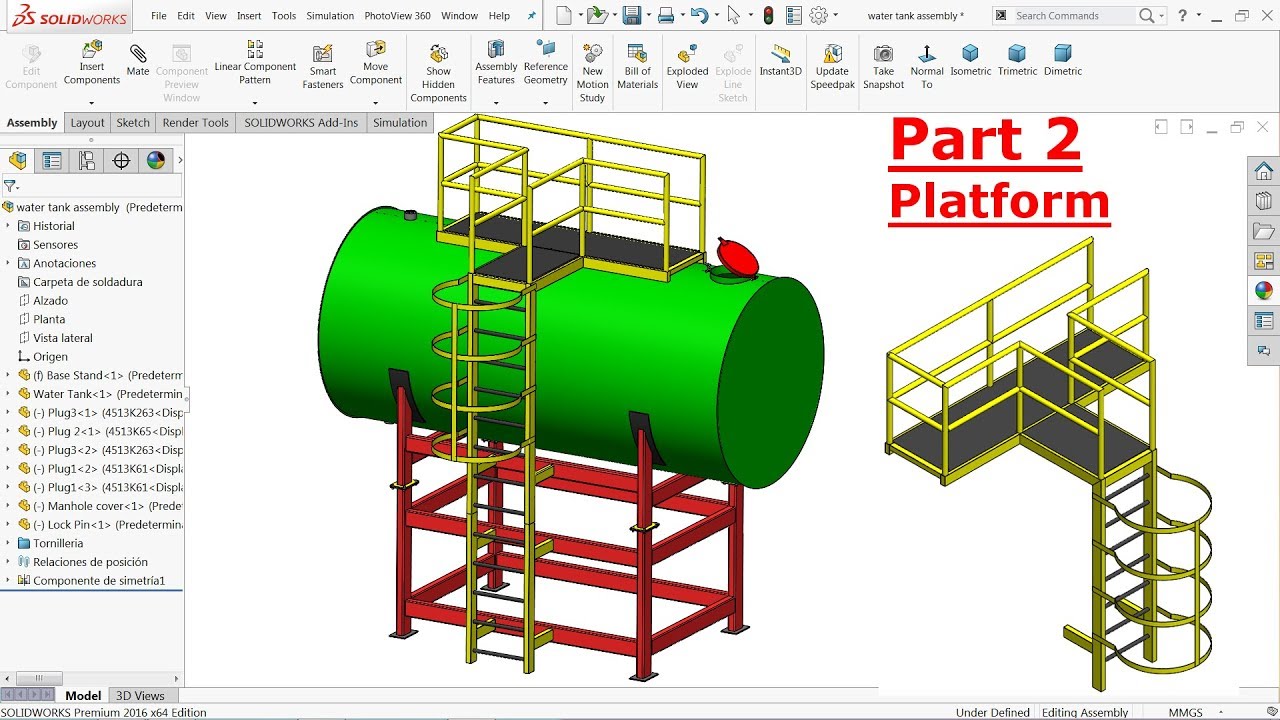 Solidworks tutorial Design of water Tank Part 2 (Weldments and sheet metal)