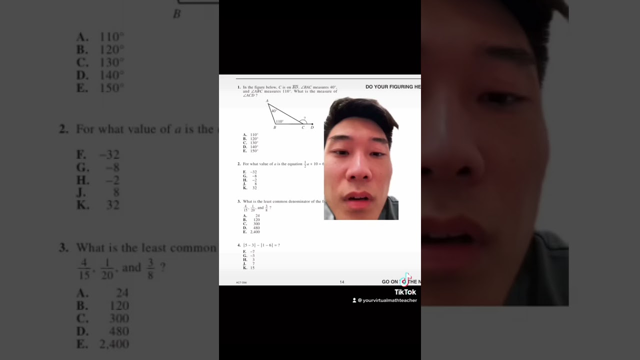 ACT Math June 2021 #1-4