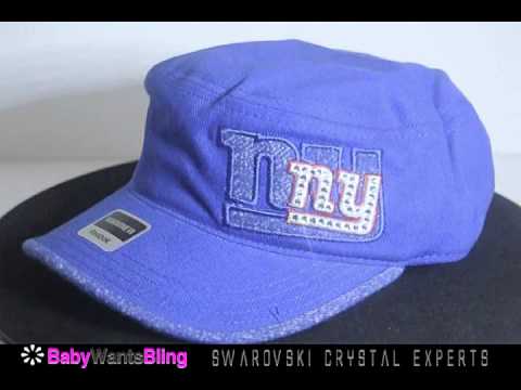 New York Giants.Swraovski Crystal Bling Rhinestone Womens Cadet Cap Hat