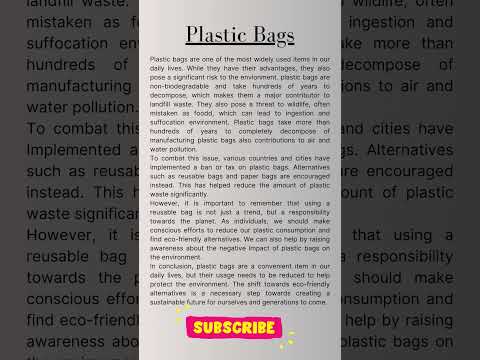 Essay on plastic bag 150 words| Plastic bags paragraph #essayinenglish #shortsvideo #trend