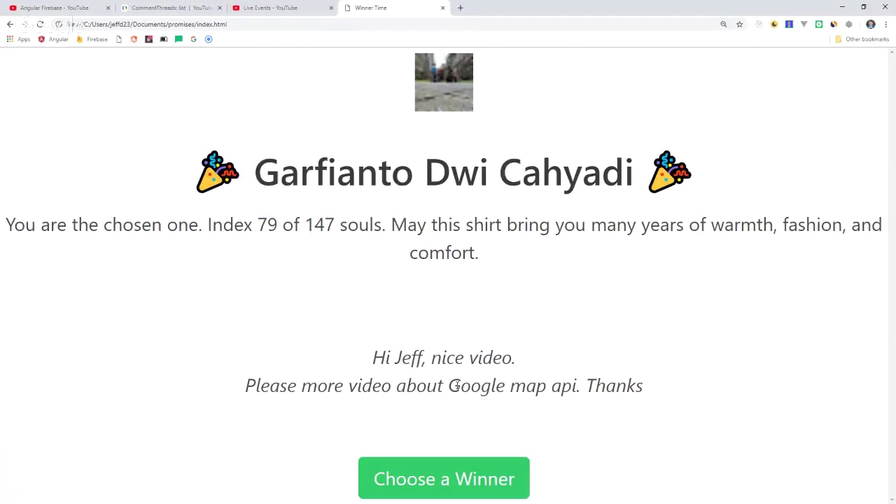JavaScript Picks a T-Shirt Winner w/ Sound