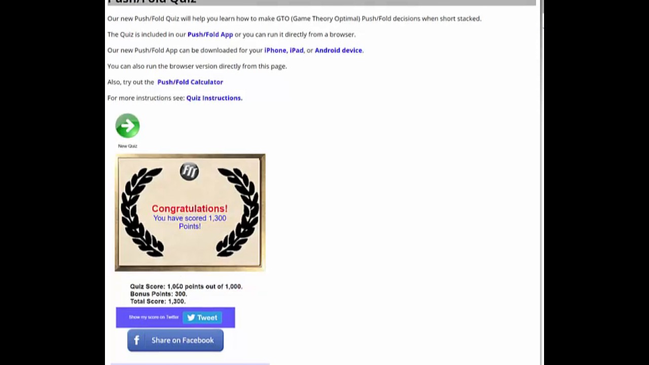 FloatTheTurn.com Push/Fold Quiz Walkthrough