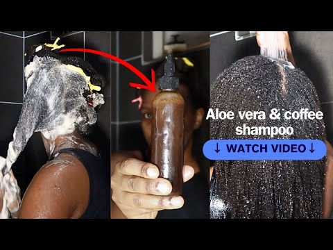 This aloe vera & coffee shampoo will moisturise and reduce breakage on your dry damaged hair