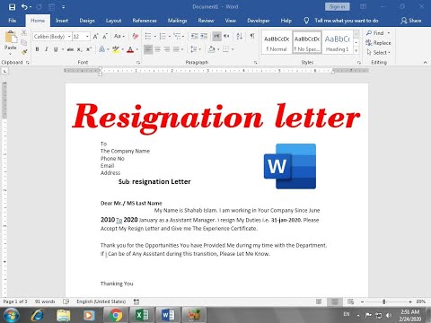 short resignation letter