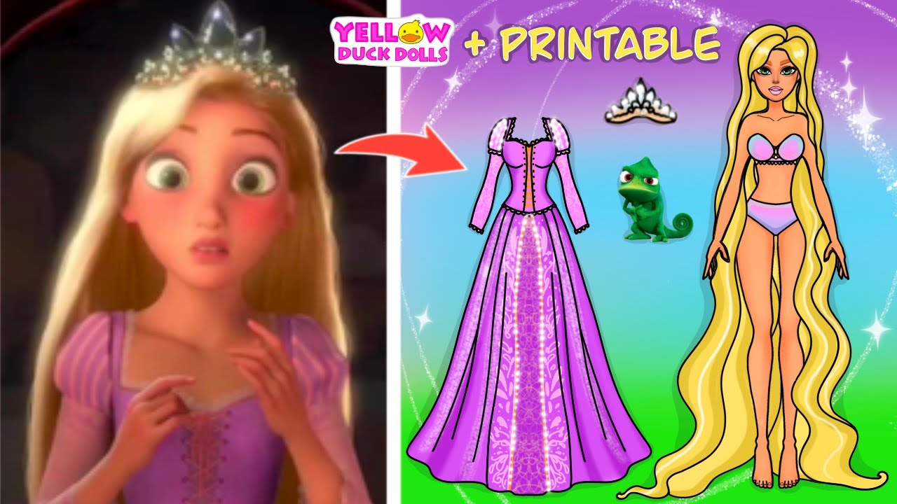 Transformation of Rapunzel into paper doll + printable #shorts