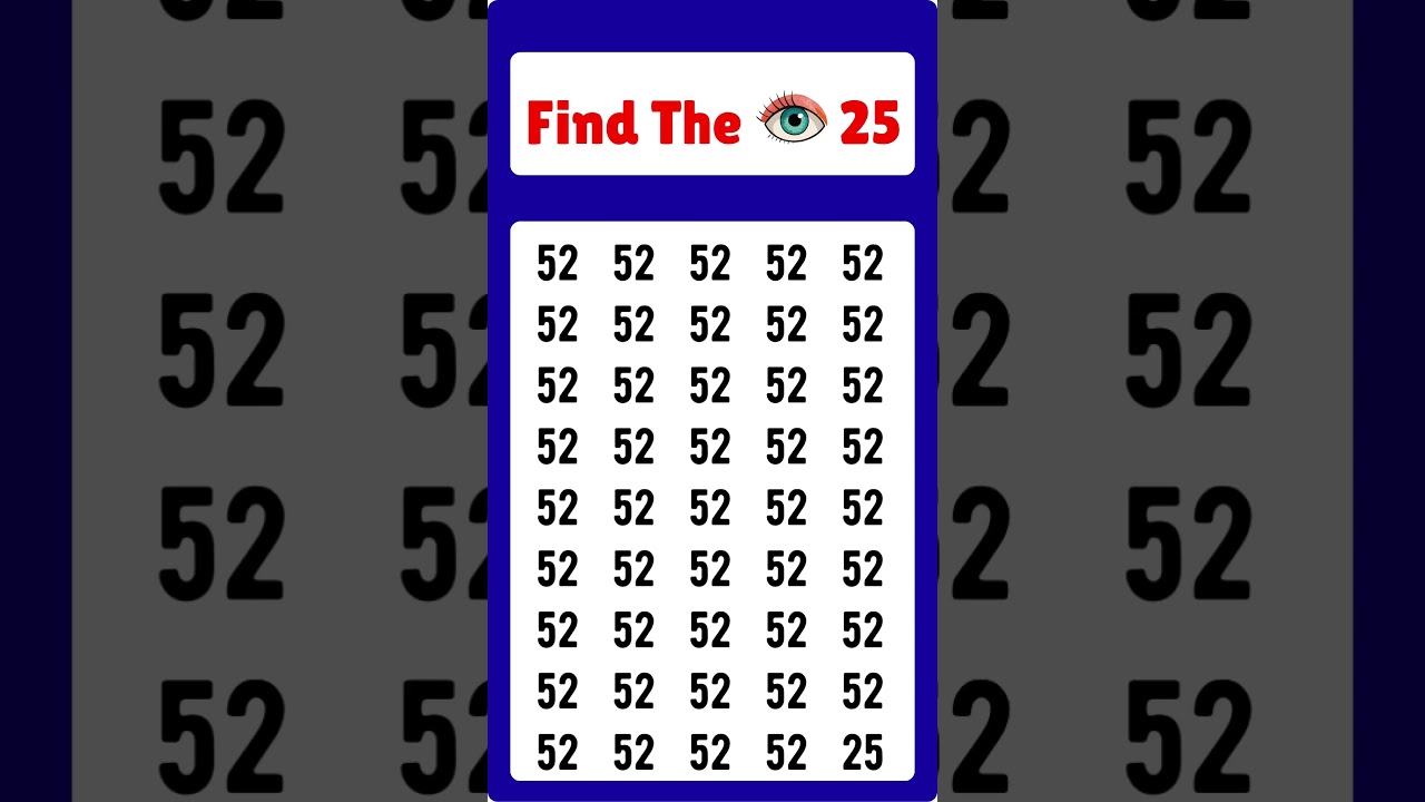 Try to find the different number 25 with in 6 second's