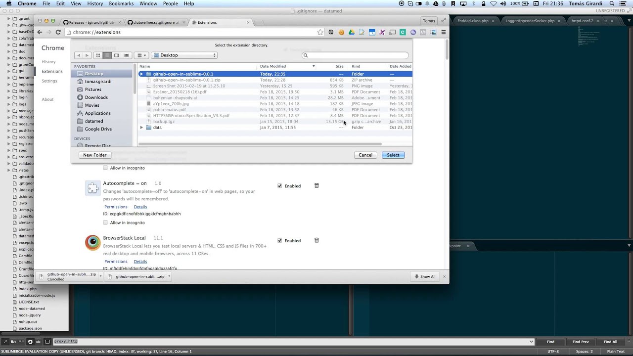 Github Open in Sublime Extension (How To)