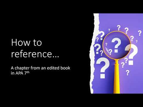 How to reference a book chapter in APA 7th