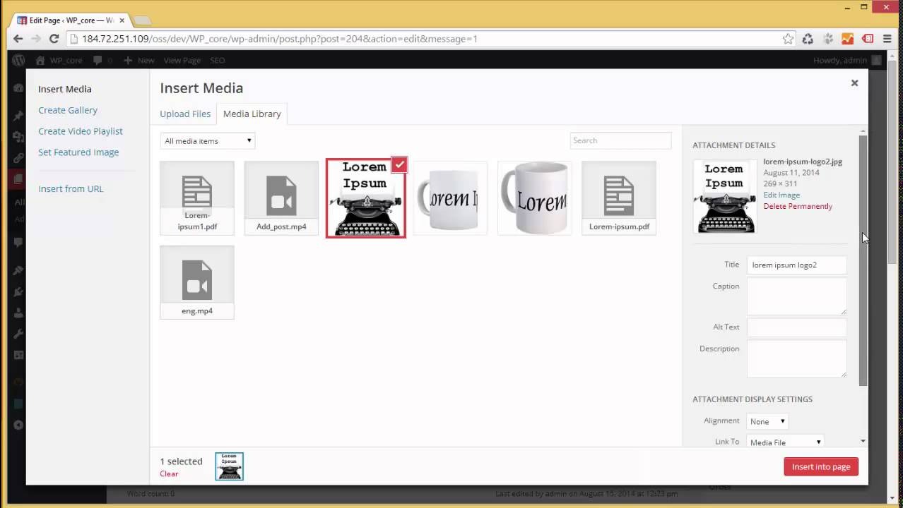 Wordpress CMS, adding image