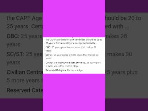 age limit CAPF AC | Civilian age limit CAPF |#youtube #shorts #education |.