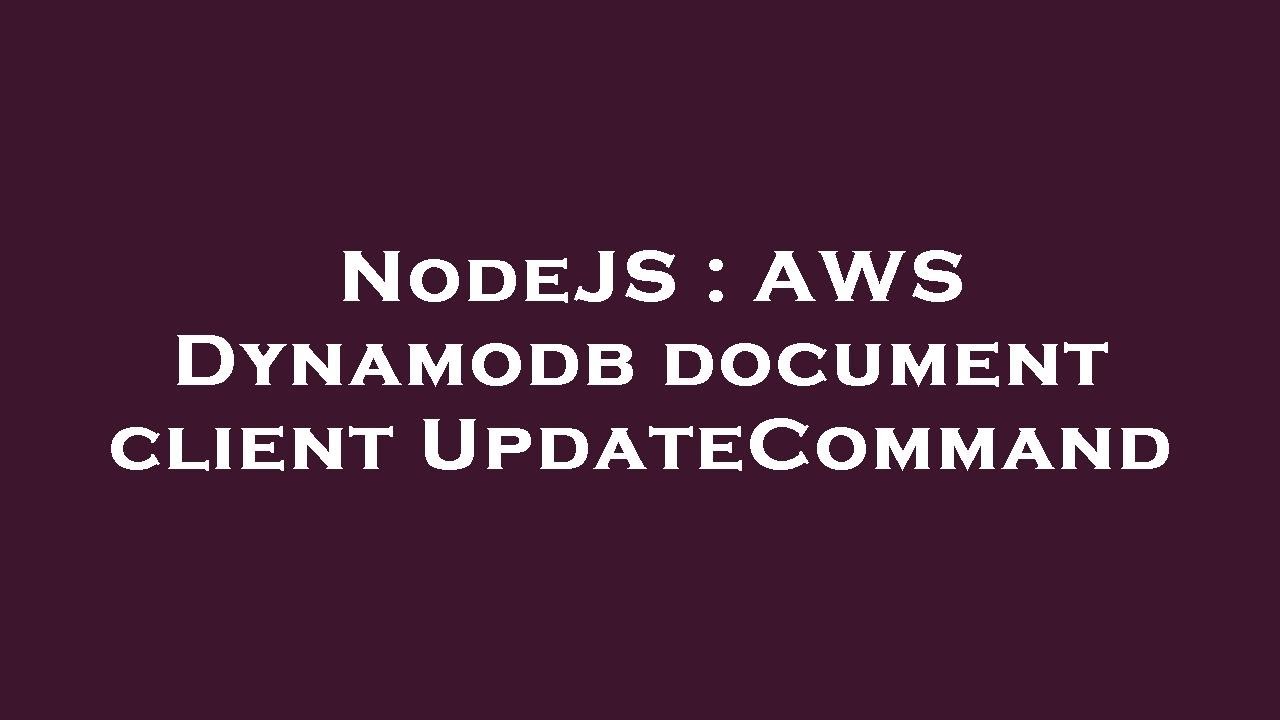 NodeJS : AWS Dynamodb document client UpdateCommand