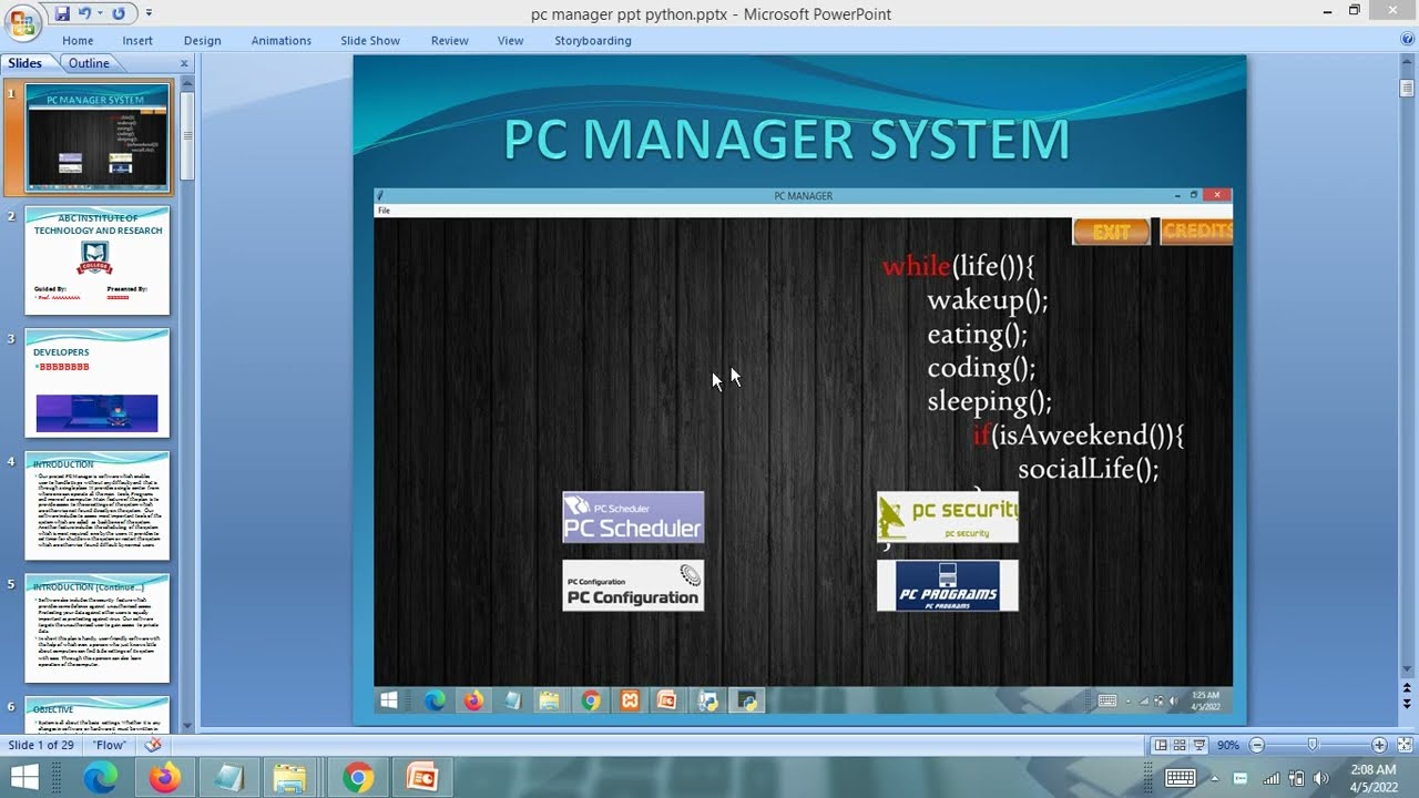 PPT - PC Manager Project PPT  || Python Tkinter