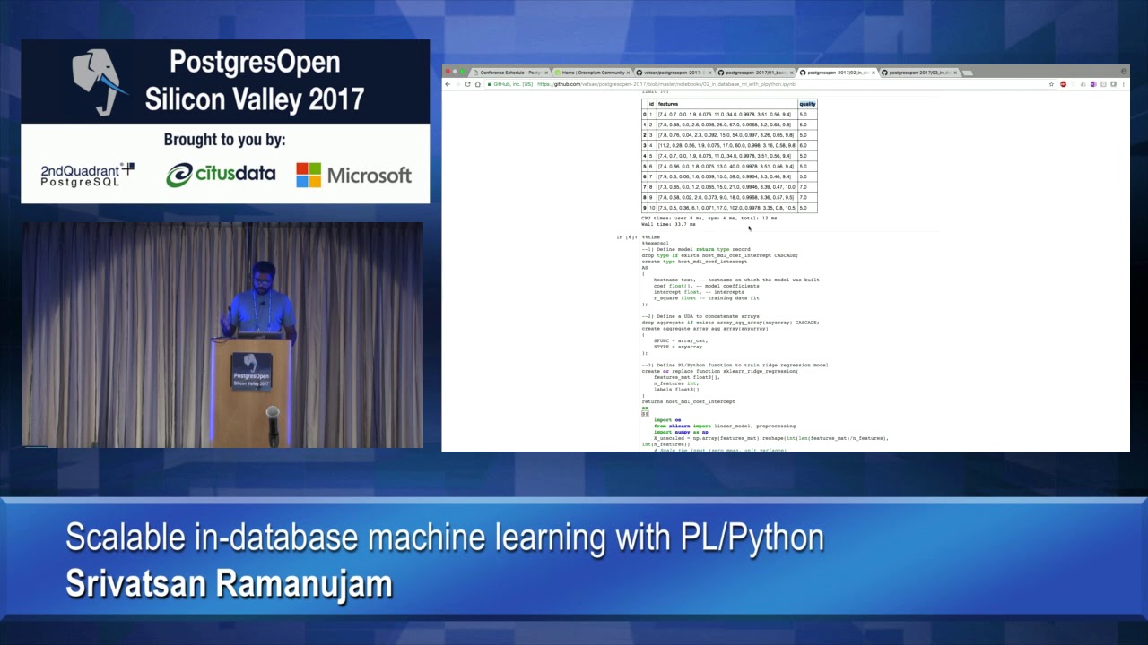 Scalable in-database machine learning with PL/Python