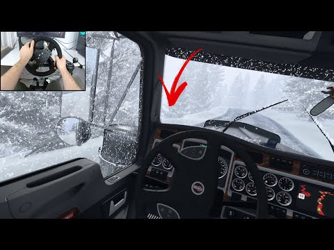 EXTREME Snow Storm up a Mountain Road | American Truck Simulator | 8x6 Kenworth W900