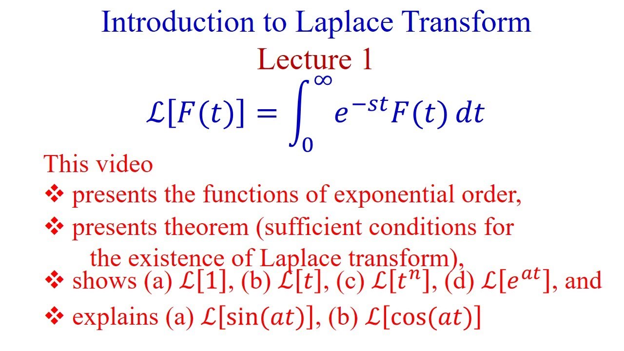 Understanding the Laplace Transform: Lecture 1 Overview | Galaxy.ai