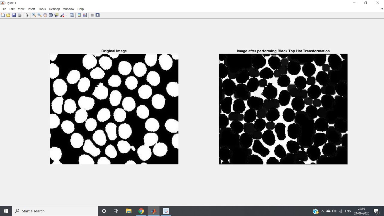 Black Hat transformation Example | MATLAB