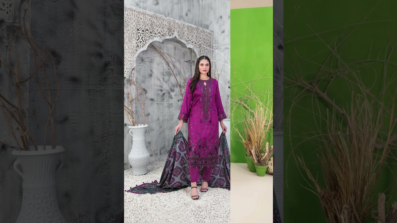 Embroidered Digital Printed 3-pc #fashion #dress #desi #punjabisong #pakistanstyle #youtubrfeed