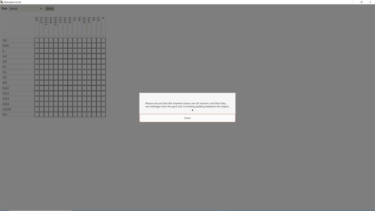 Nonogram Solver Project